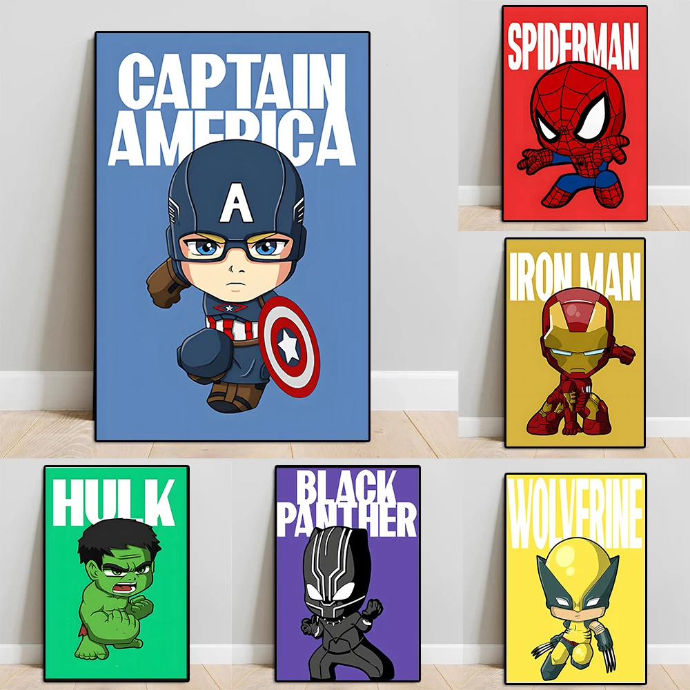 MINISO-Cartoon-Marvel-Superhero-Poster-SpiderMan-Iron-Man-The-Avengers ...
