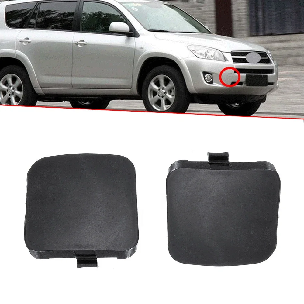 1 Pair Left & Right Front Bumper Tow Hook Eye Cover Cap Black Plastic ...