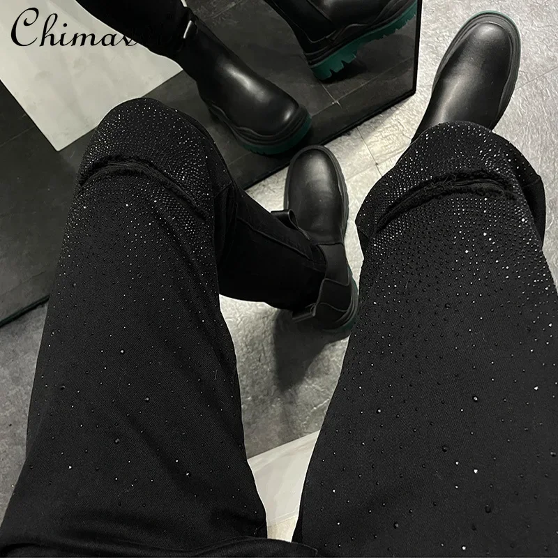 Black-Rhinestone-Jeans-Men-s-Fall-Slim-Fit-Stretch-Feet-Pants-Fake ...