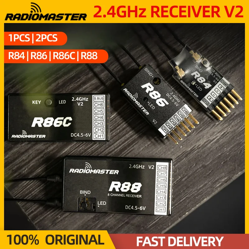1-2PCS-Radiomaster-R84-R86-R86C-R88-V2-2-4GHz-Receiver-4CH-6CH-8CH-D8 ...