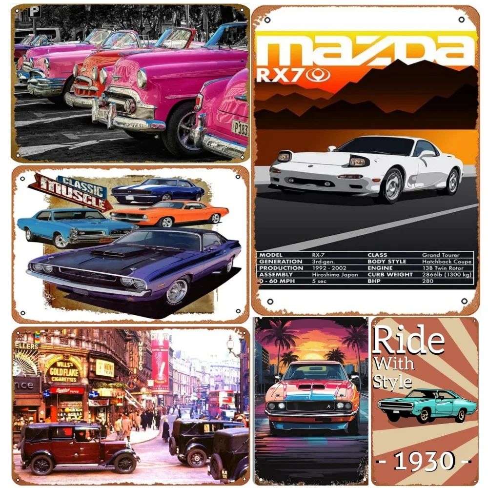 Vintage-Metal-Tin-Signs-Classic-Car-Posters-Plate-Wall-Decor-for-Home ...