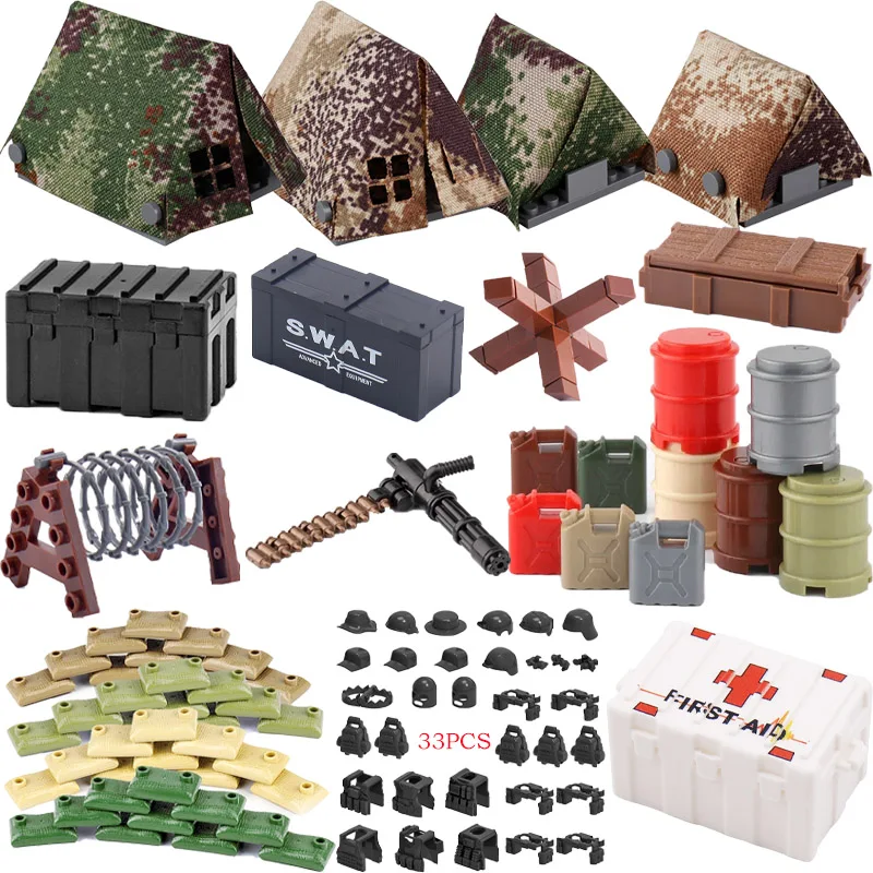 MOC Military Building Blocks Soldiers Figure Accessories Weapon Box ...