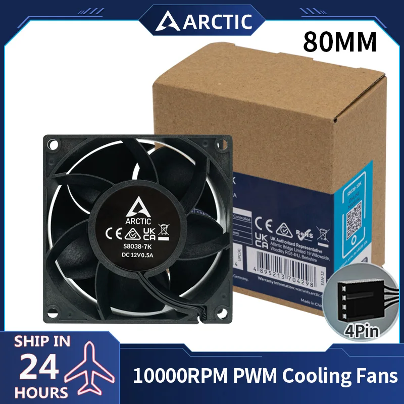 ARCTIC-80mm-Computer-Case-Fan-8cm-12V-4PIN-PWM-Large-Air-Volume-7000RPM ...