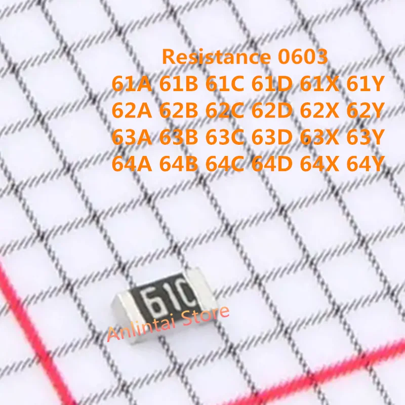 100PCS SMD 저항 1% 0603 61A 61B 61C 61D 61X 61Y 62A 62B 62C 62D 62X 62Y ...