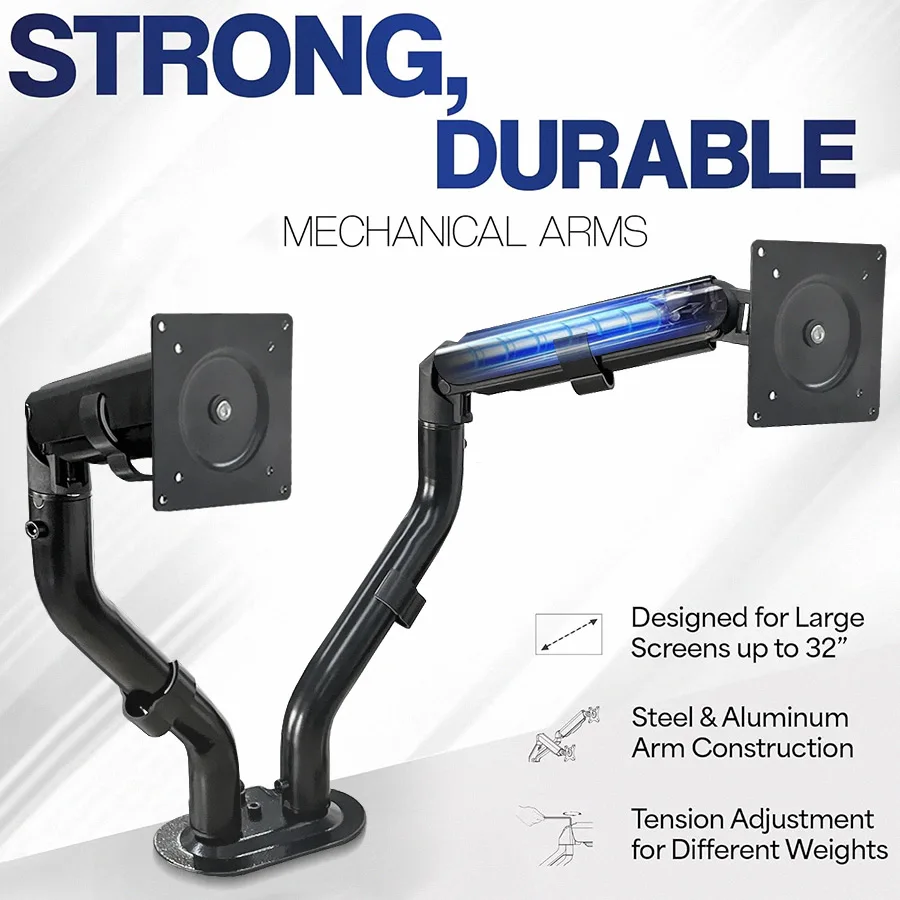 Dual screen monitor stand curved circular tube dual arm computer ...