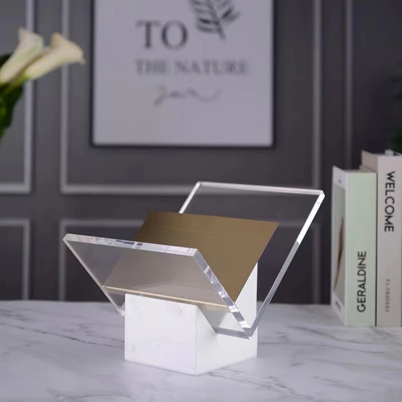 Luxury-Natural-Marble-Bookends-Transparent-Acrylic-Bookshelf-Creative ...