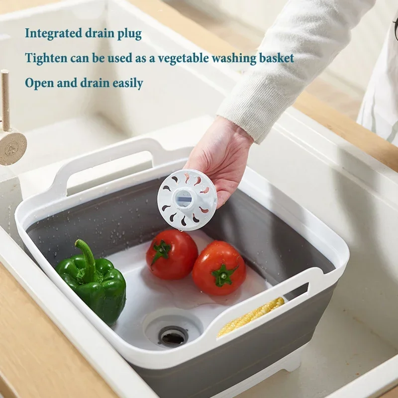 2in1-Foldable-Fruit-Vegetable-Washing-Basin-Sink-Drain-Basket-with ...