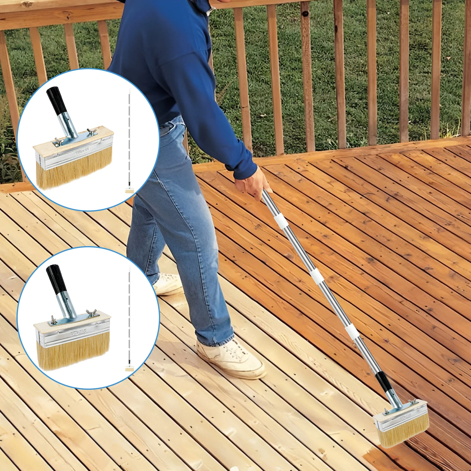 Deck Stain Brush 67inch Stainless Steel Extension Pole Deck Stain ...