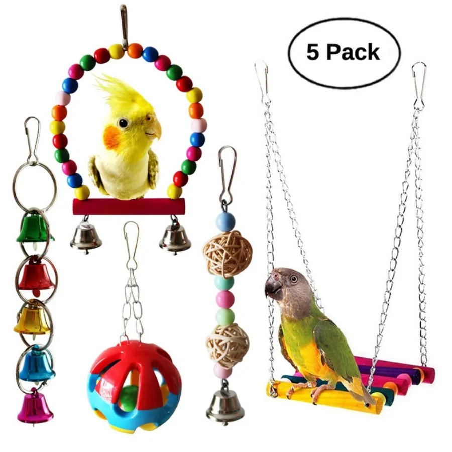 Pack-Wood-Parrot-Toys-Bird-Toy-Cage-Bird-Accessories-Swing-Suspension ...