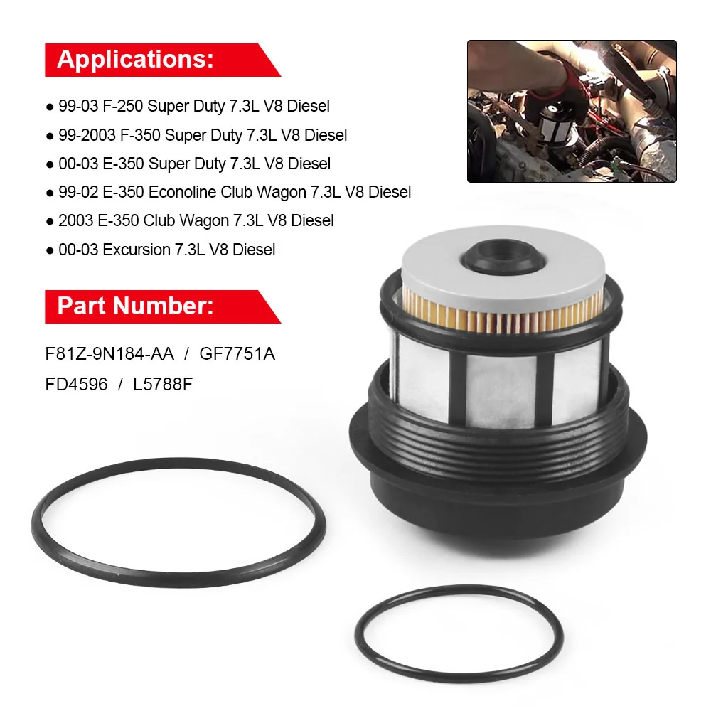 7.3 Powerstroke Fuel Filter Fuel Filter W/Cap For Ford 7.3L V8 99-03 ...