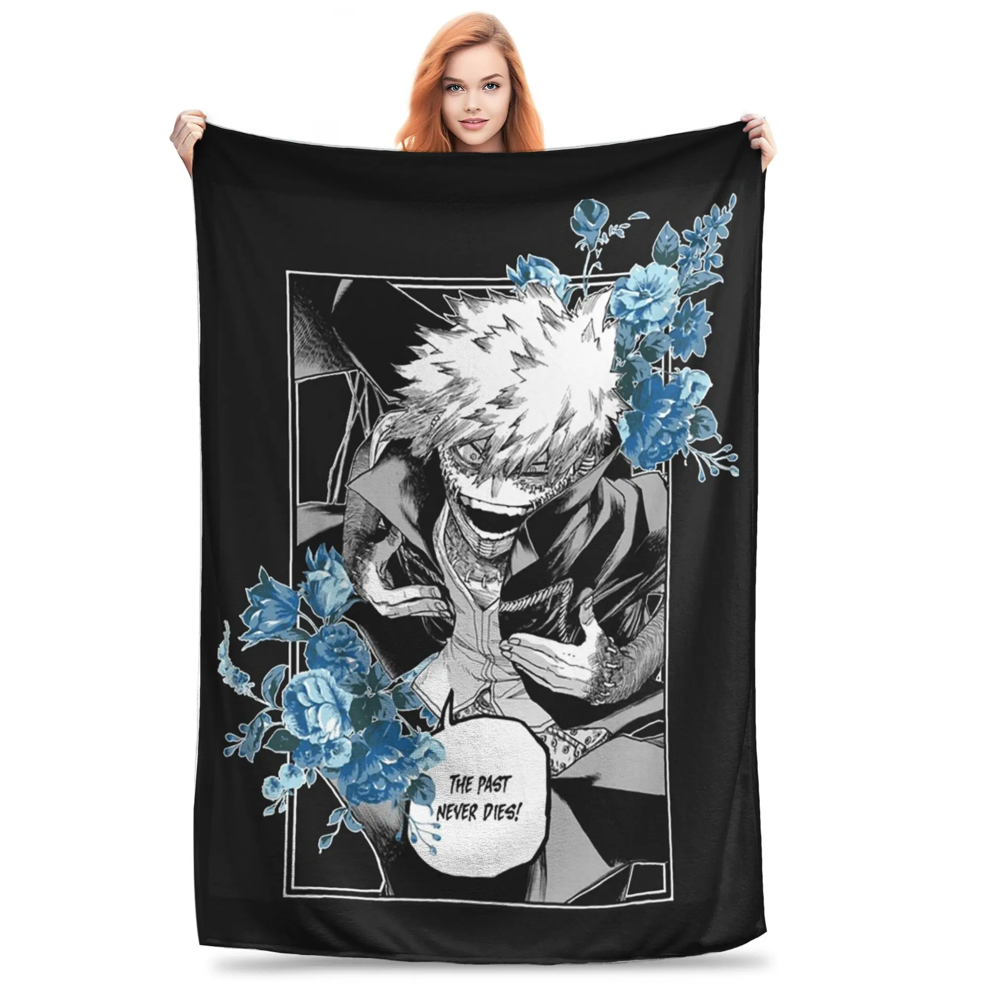 Flannel Throw Blanket My Hero Academia Dabi Anime Blue Flowers Warm ...
