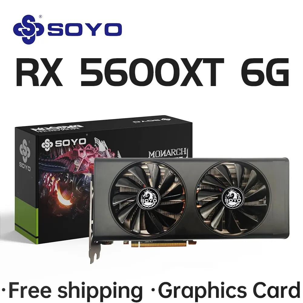 SOYO-Radeon-RX5600XT-6G-AMD-grafik-kart-GDDR6-bellek-192Bit-PCIE4-0x16 ...