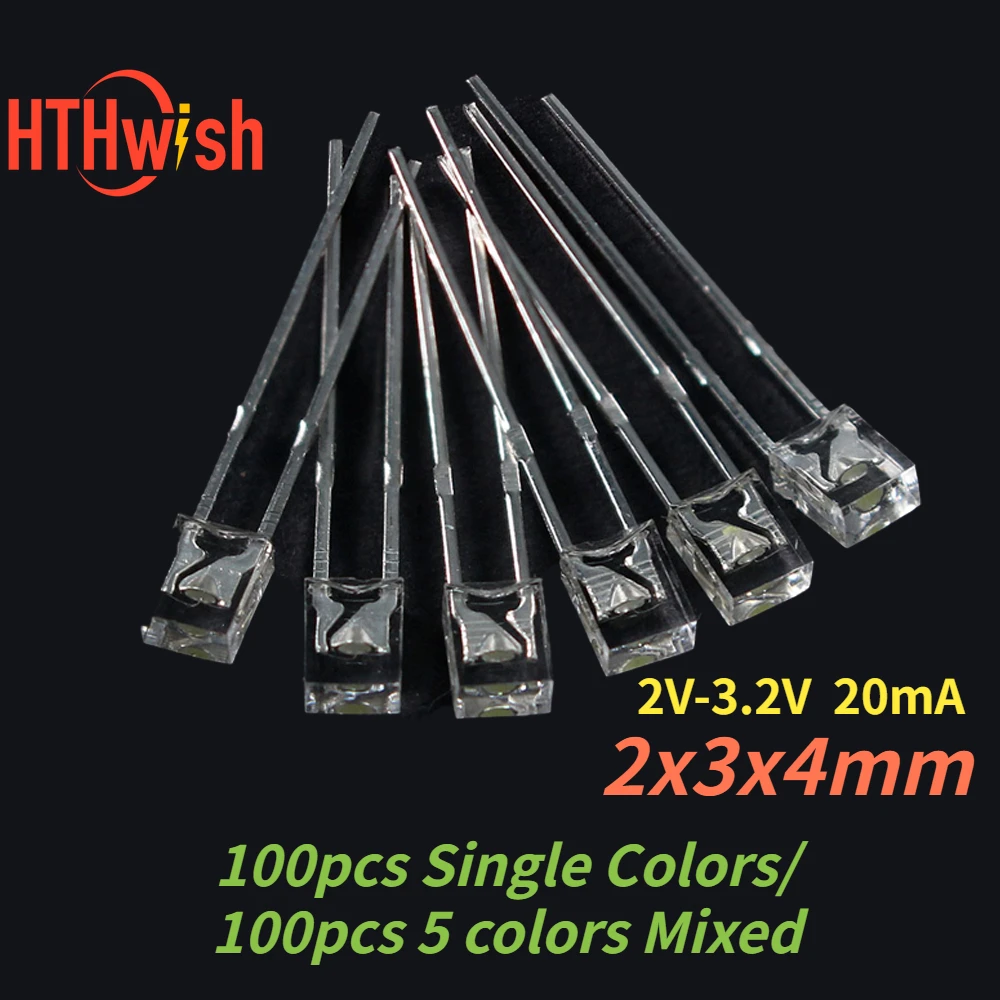 100-Uds-5-colores-Kit-de-diodos-LED-2x3x4mm-luces-2V-3-2V-20mA ...