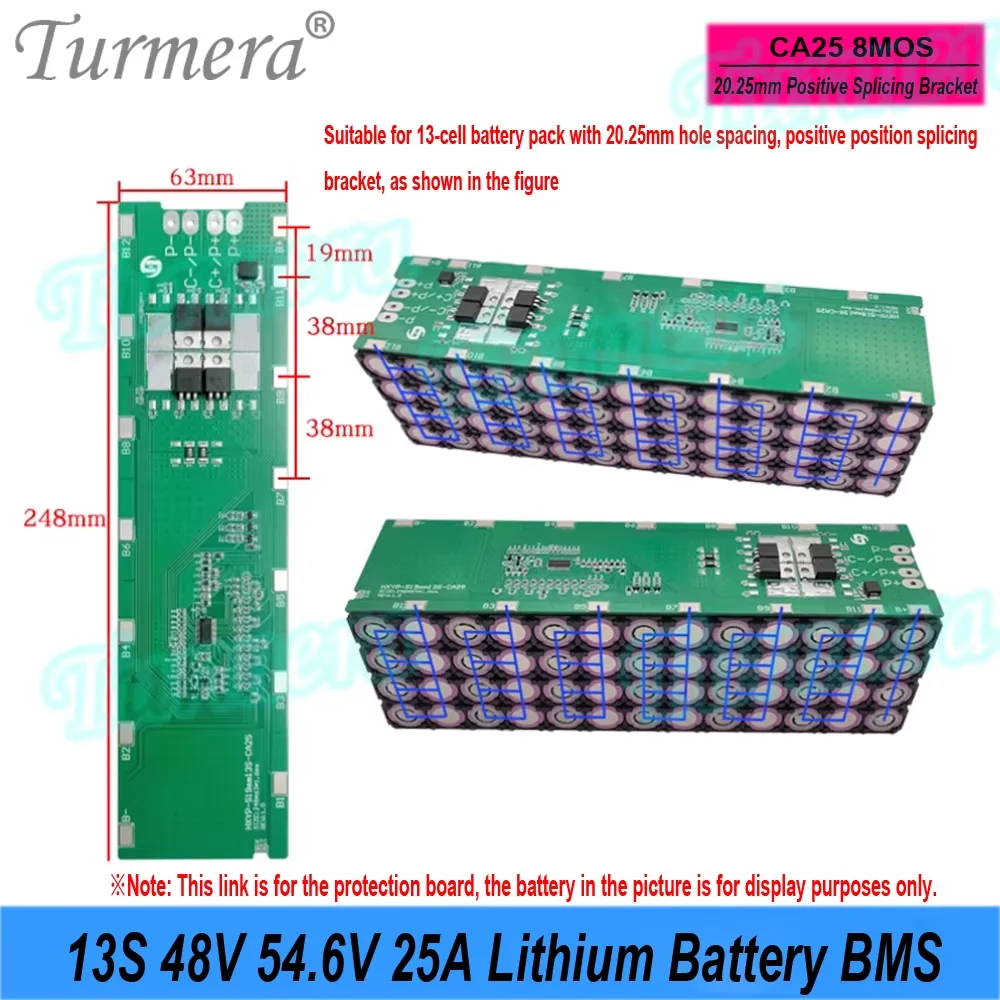 BMS 13S 48V 54.6V 25A Lithium Battery BMS Welding Board for 18650 13S4P ...