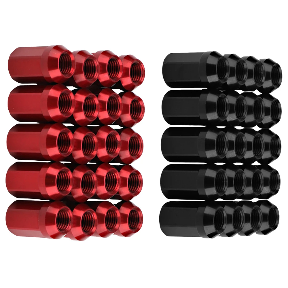 20pcs-Lug-Nuts-M12X1-5-Aluminum-Red-Wheel-Nuts-Hex-19mm-Closed-End-Cone ...