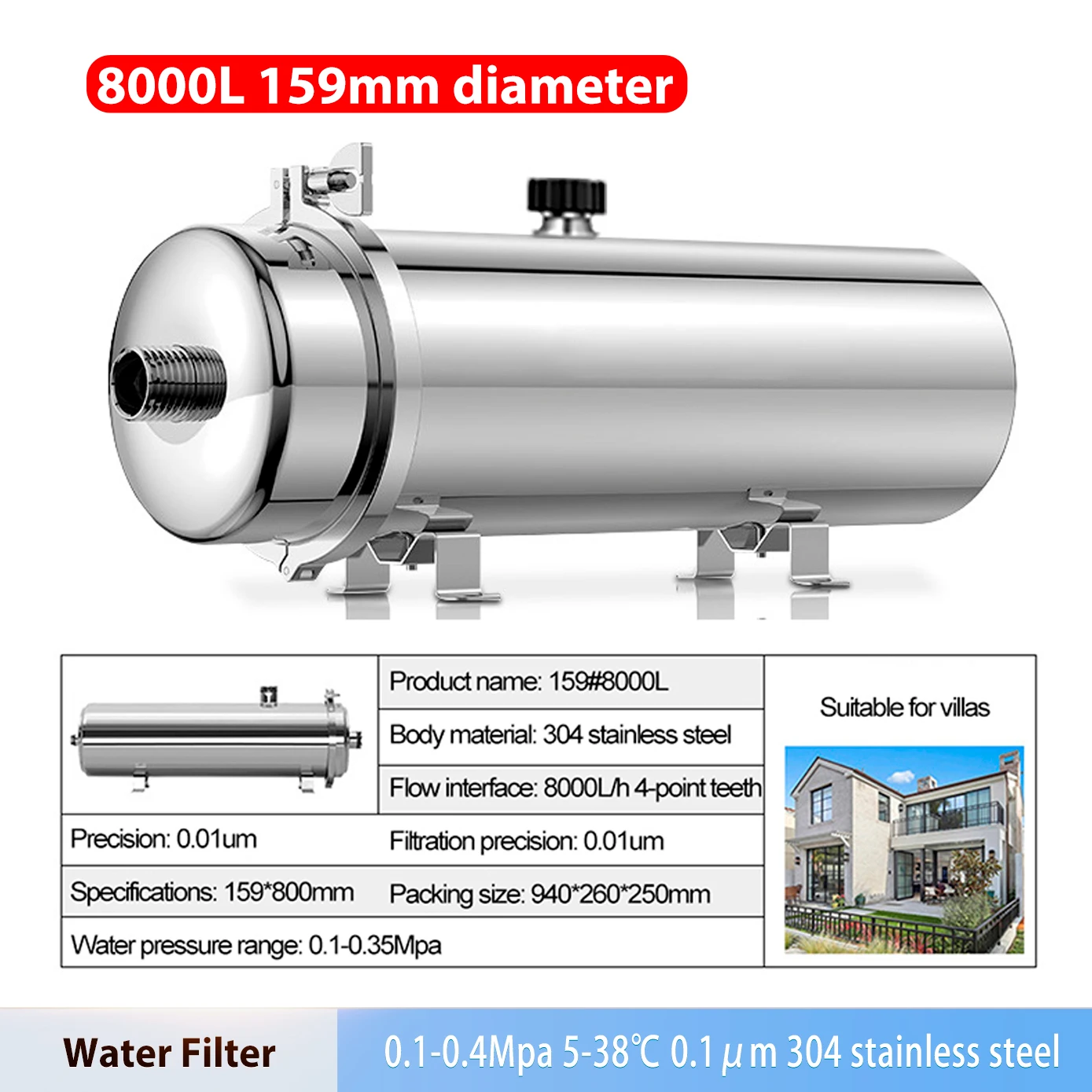 8000L-H-Commercial-Water-Filter-System-304-Stainless-Steel-PVDF ...