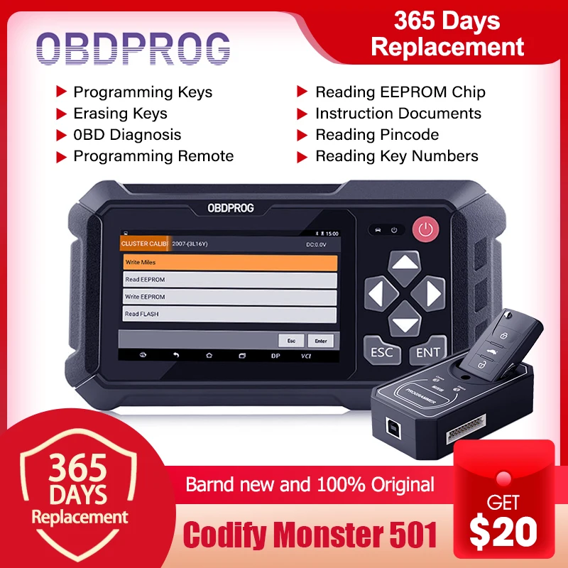 OBDPROG-501-OBD2-Car-Key-Programmer-Diagnostic-Tool-Immobilizer-Pin ...