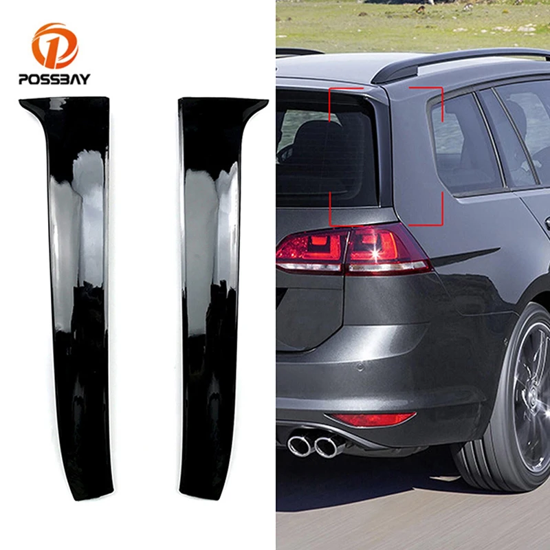 2Pcs Car Rear Window Spoiler Glossy Black Air Splitter Lip Trims ...
