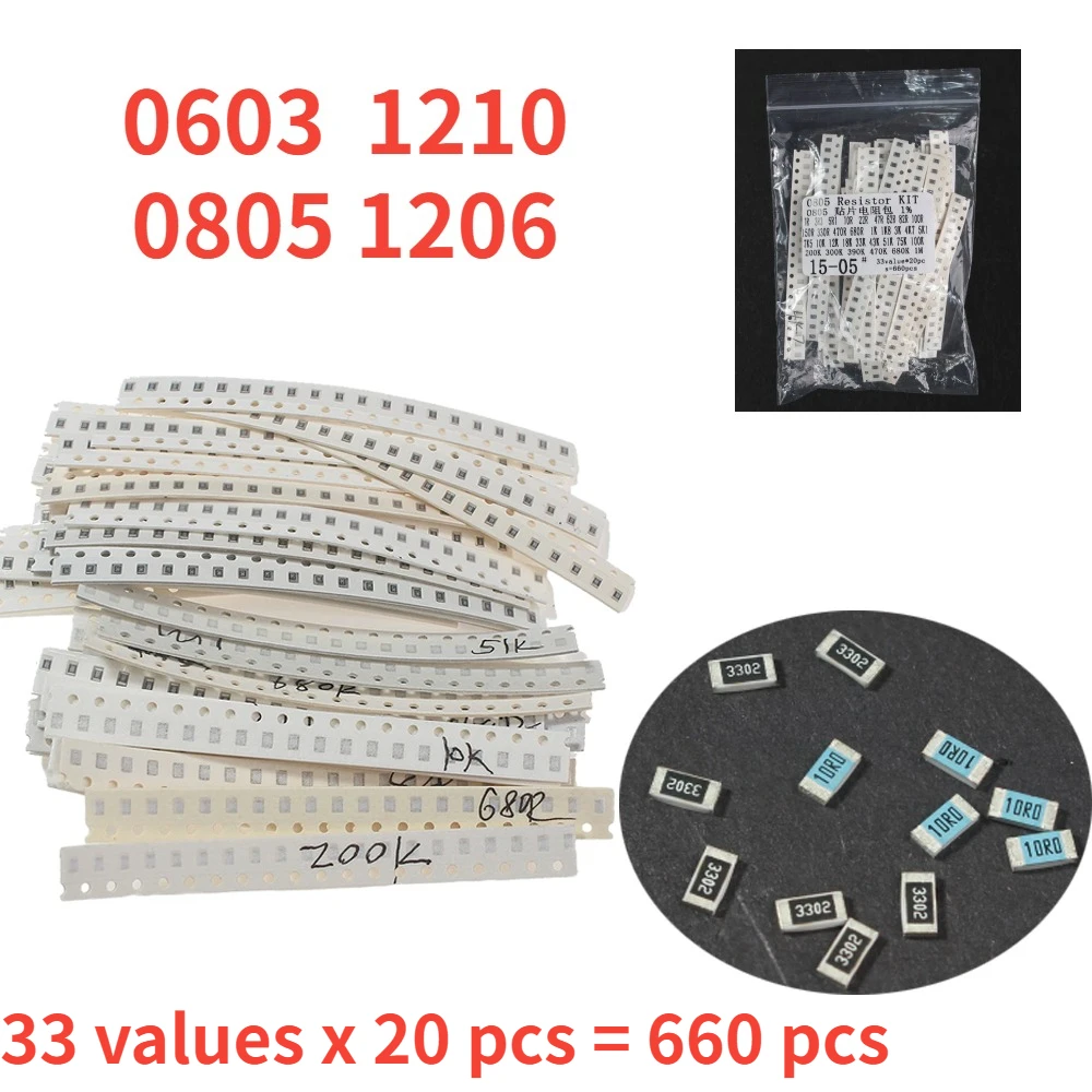 660PCS-Set-SMD-Resistor-Pack-Assorted-Kit-0603-0805-1206-1210-1-ohm-1M ...