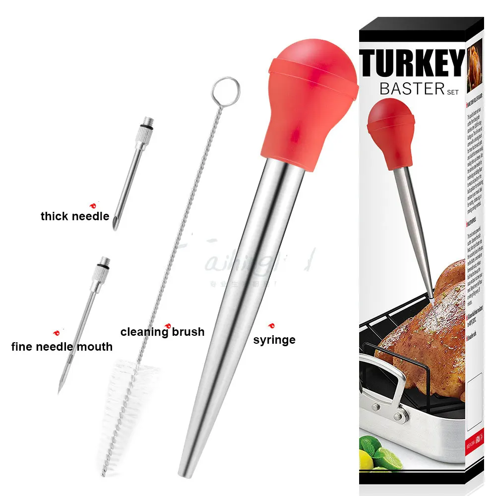 Stainless-Steel-Turkey-Baster-Syringe-Rubber-Bulb-Manual-Pump-Injector ...