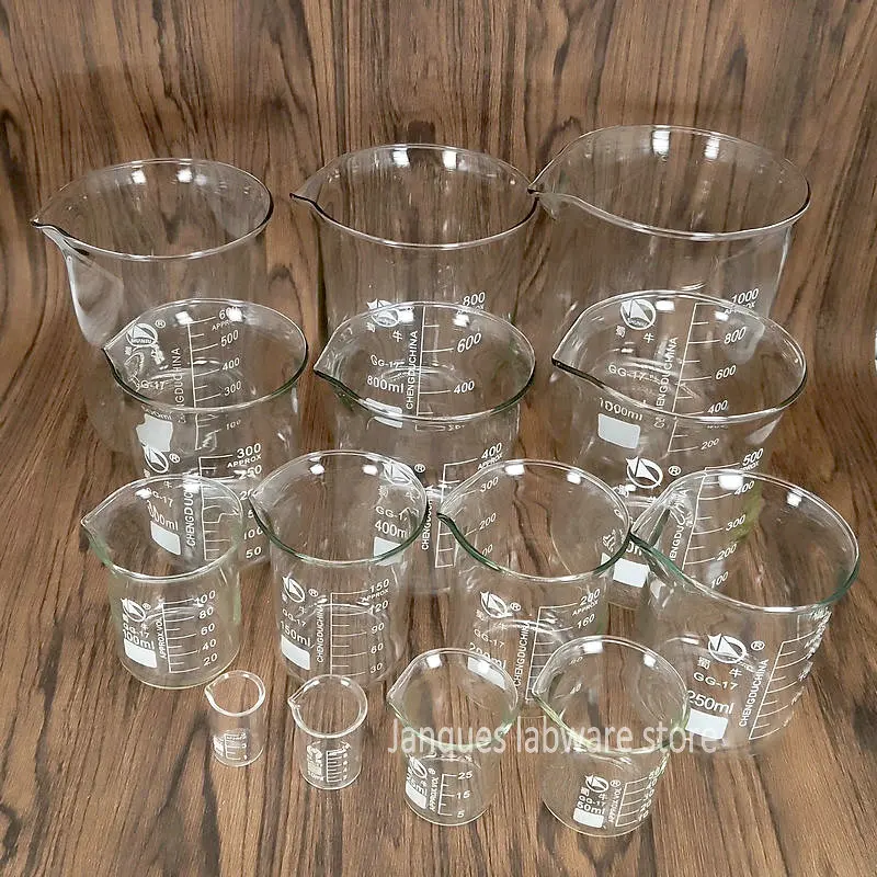 Different Sets Laboratory Borosilicate GLass Beaker Scaled Measuring ...