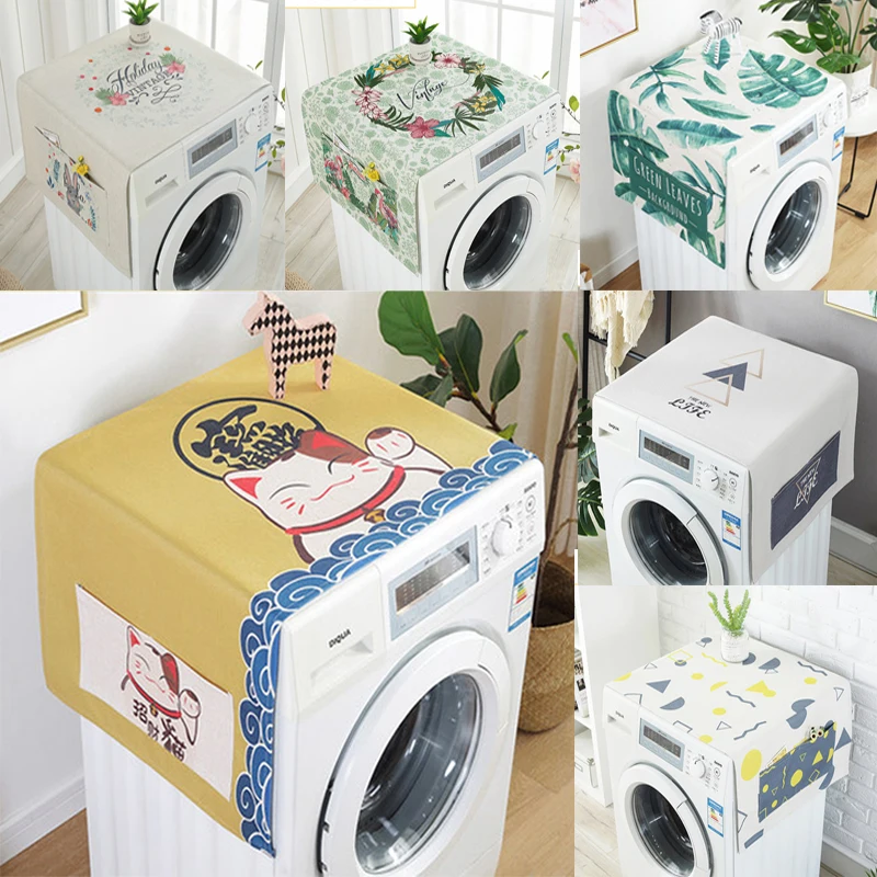 Geometric Cotton Linen waterproof Dust Covers Washing Machine Covers ...