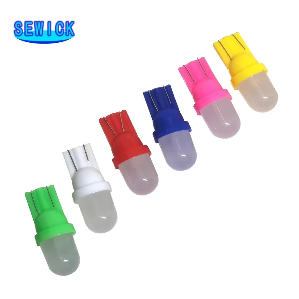 100Pcs-194-T10-555-LED-F10-Wedge-Base-With-Frosted-Len-Non-polarity ...