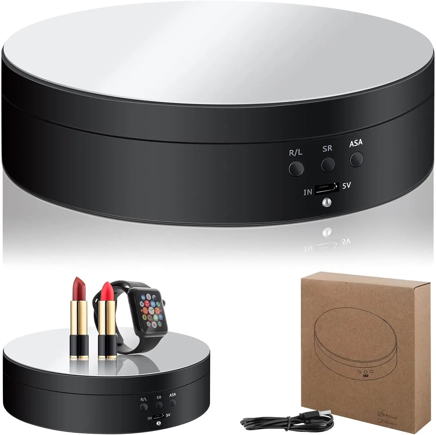 360-Degree-Electric-Rotating-Display-Stand-Turntable-3-Speeds-with-USB ...