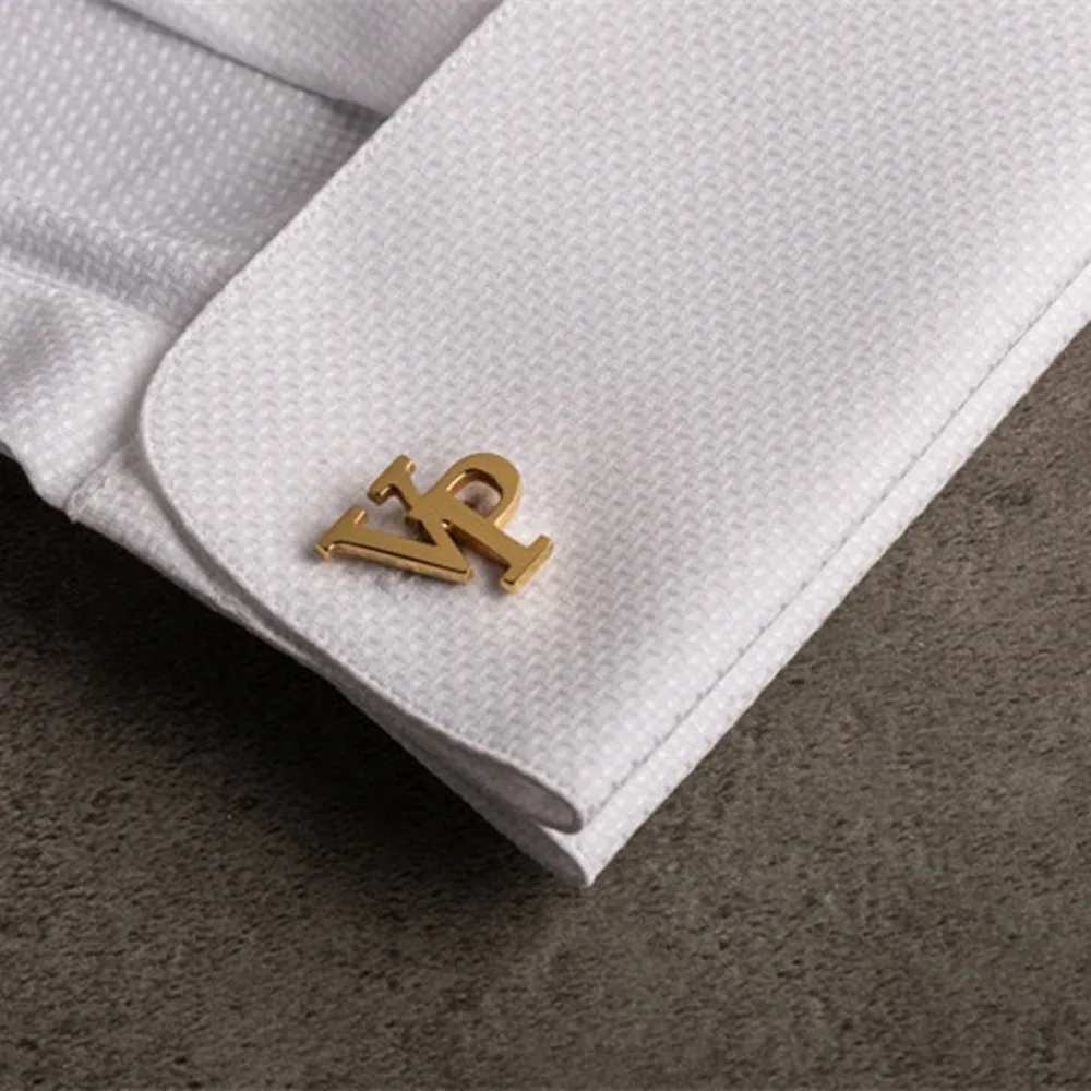 Custom Name Cufflink Mens Fashion Personalized Initial Cuff Button ...