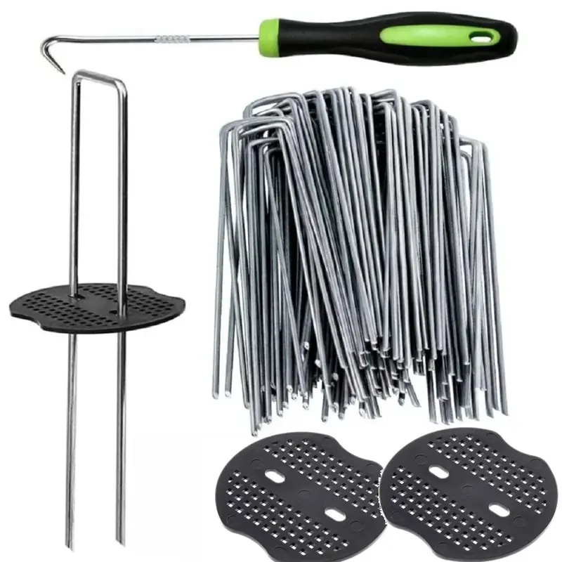 ABBO-Landscape Fabric Stakes U Shape Heavy-Duty Pins 50 Pieces Outdoor ...