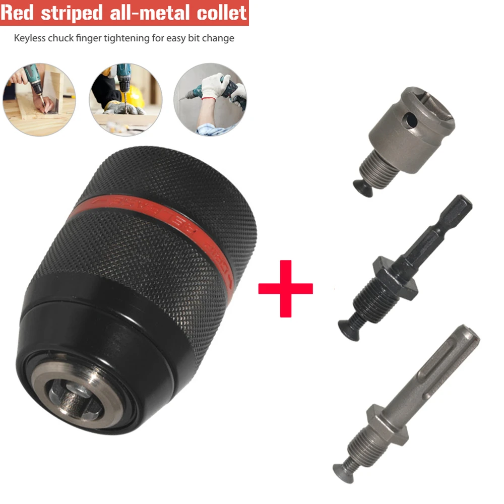 Metal Heavy Duty 1/2-20UNF 13mm Keyless Drill Chuck Hex Shank/SDS ...