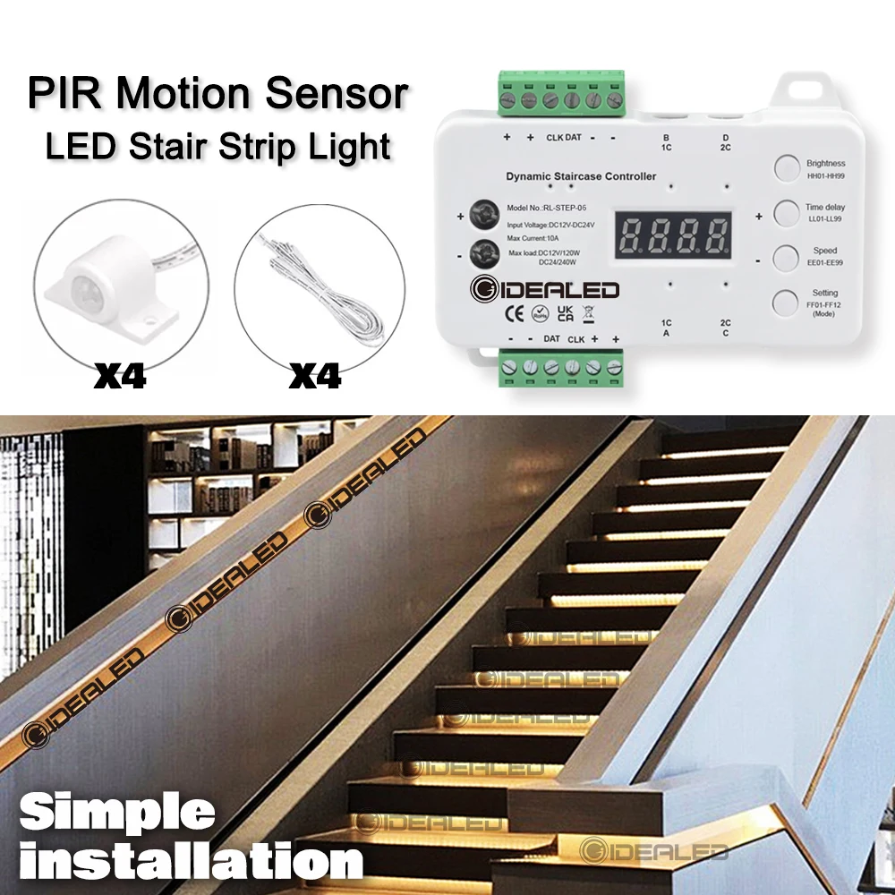 PIR-Motion-Sensor-COB-LED-Light-Strip-Stair-Dimming-Easy-Connect ...