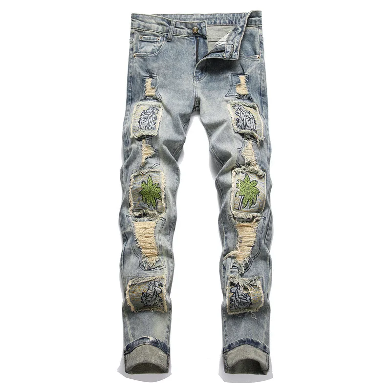 Men-s-High-Street-Destroyed-Jeans-Pants-With-Patchwork-Fashion ...