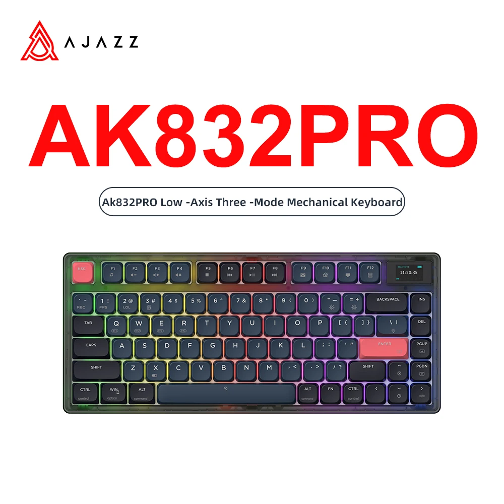 AJAZZ Teclado mecánico con cable AK832 PRO, 2500mAh, inalámbrico, 2,4G, Bluetooth, iluminación ...