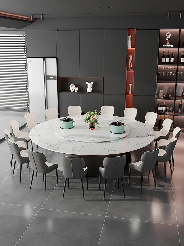 Rock-slab-electric-turntable-marble-round-table-high-end-hotel-large ...