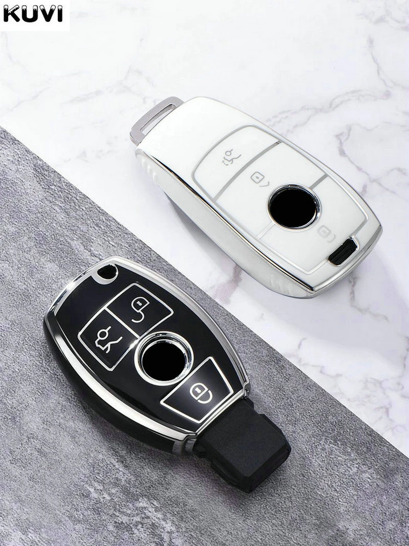Electroplate TPU Car Key Case Cover Shell Fob For Mercedes Benz A B C E ...