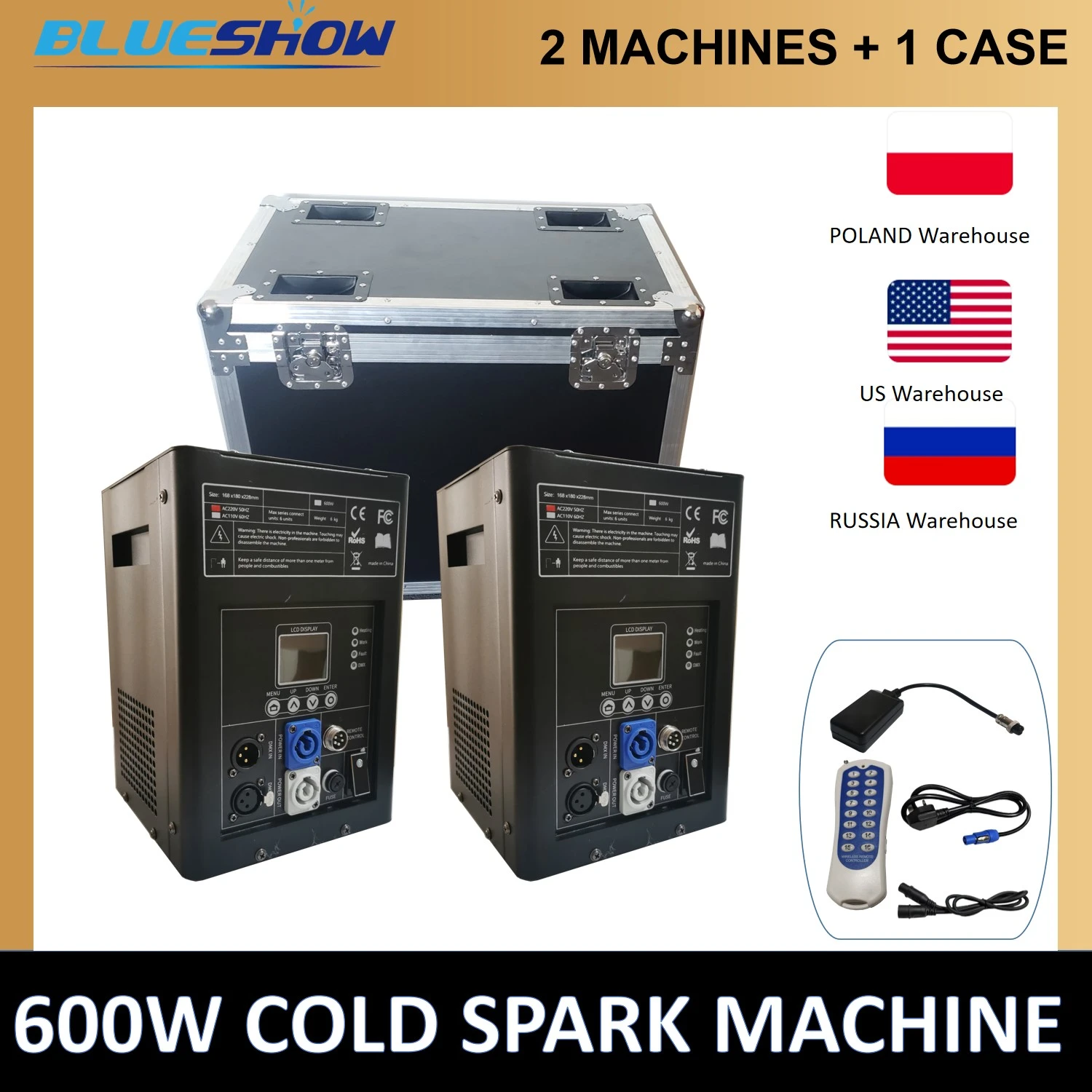 No Tax 2pcs Cold Spark Machine 600w With Flightcase Lcd Cold Firework ...