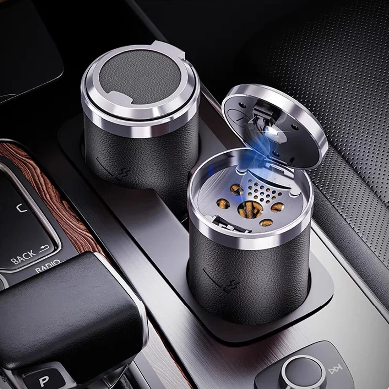 Car-Ashtray-with-LED-Light-Portable-Cigarette-Cigar-Ash-Tray-Container ...