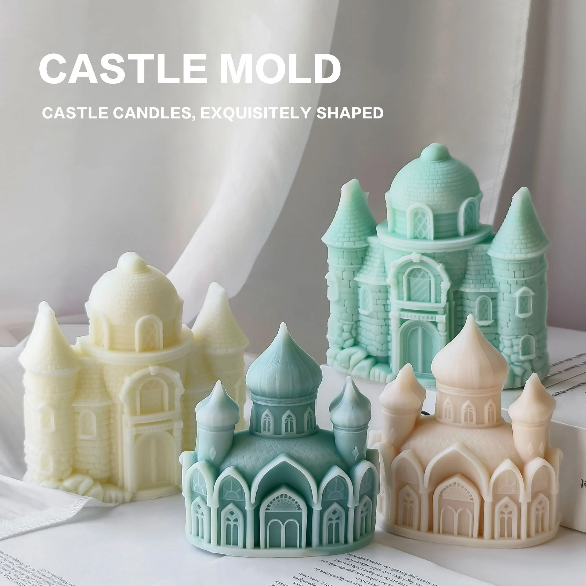 DIY Ancient Building Castle Silicone Candle Mold Dome House European ...
