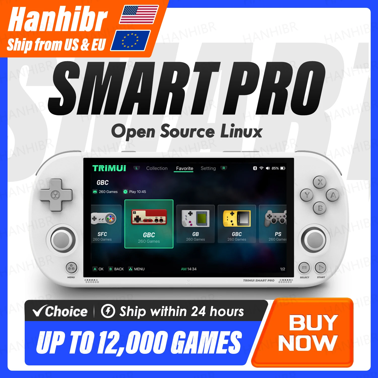 Trimui Smart Pro Handheld Game Console 4.96” IPS Screen Linux System ...