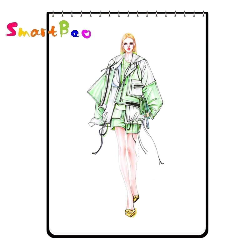 A4 Fashion Women Sketch Book Marker Clothing Design Drawing Sketchbooks ...
