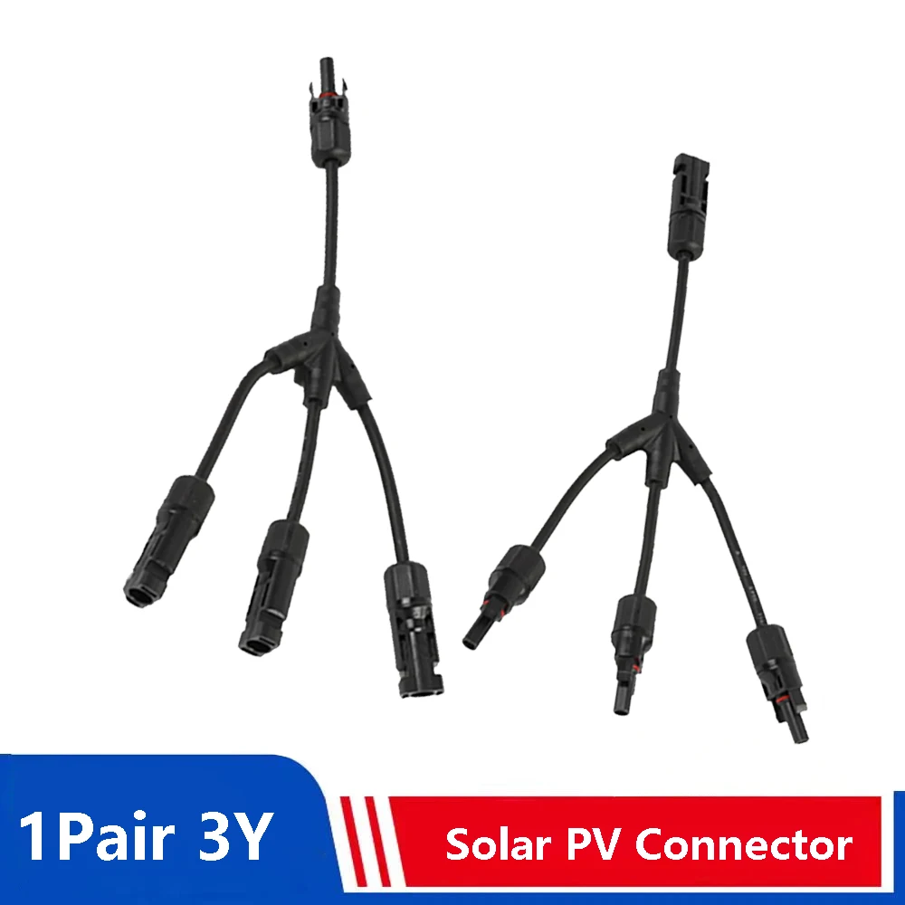 1Pair 3 To 1 Y Branch Parallel Connection 1000V 30A PV Connector With ...