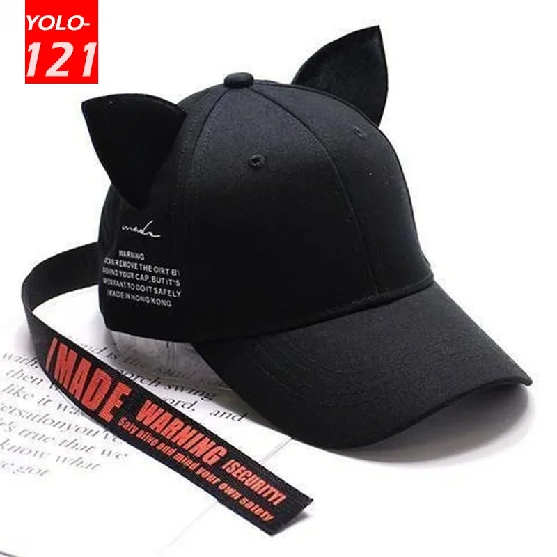 Cool-Cat-Ears-Caps-Cute-Long-Strap-Cap-Women-Streamer-Cap-Men-s-Punk ...
