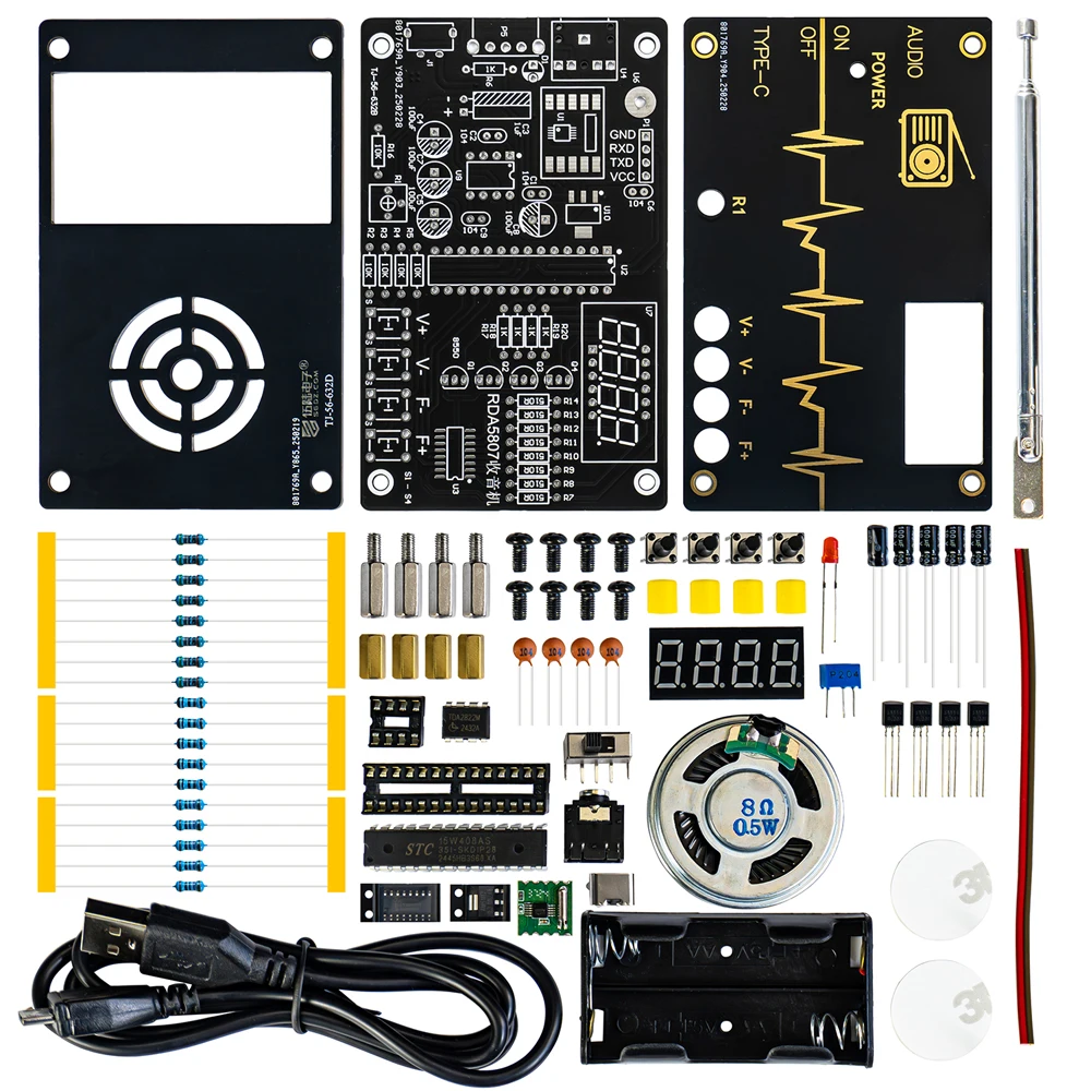 DIY Electronic Kit RDA5807M FM Radio 87-180MHz with Digital Tube Display STC15 Microcontroller ...