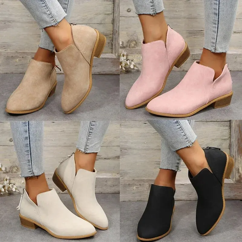 Botas Martin cortas de punta estrecha para mujer, botines de suela ...