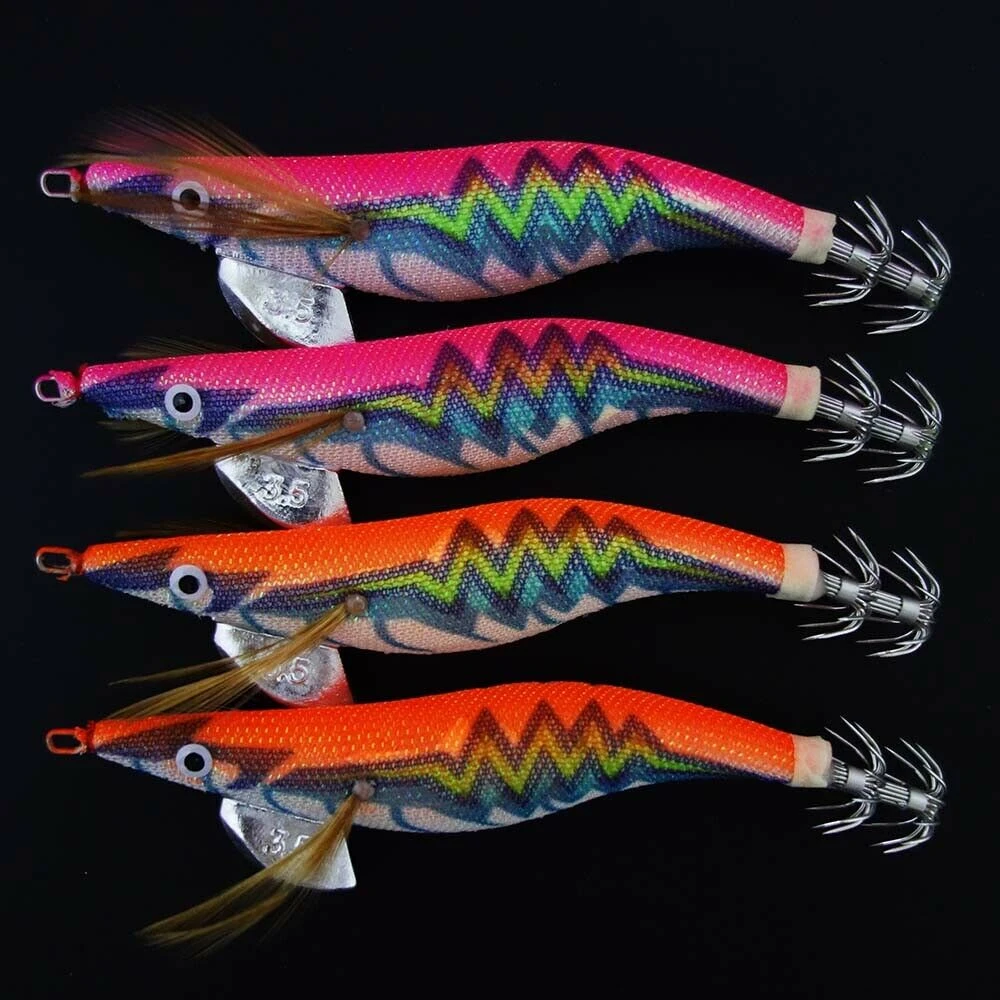4x 3.5 Yamashita Squid Jigs Glow In Dark Rattle Squid Jigs Squid Egi Shrimp Jig - Fishing Lures ...