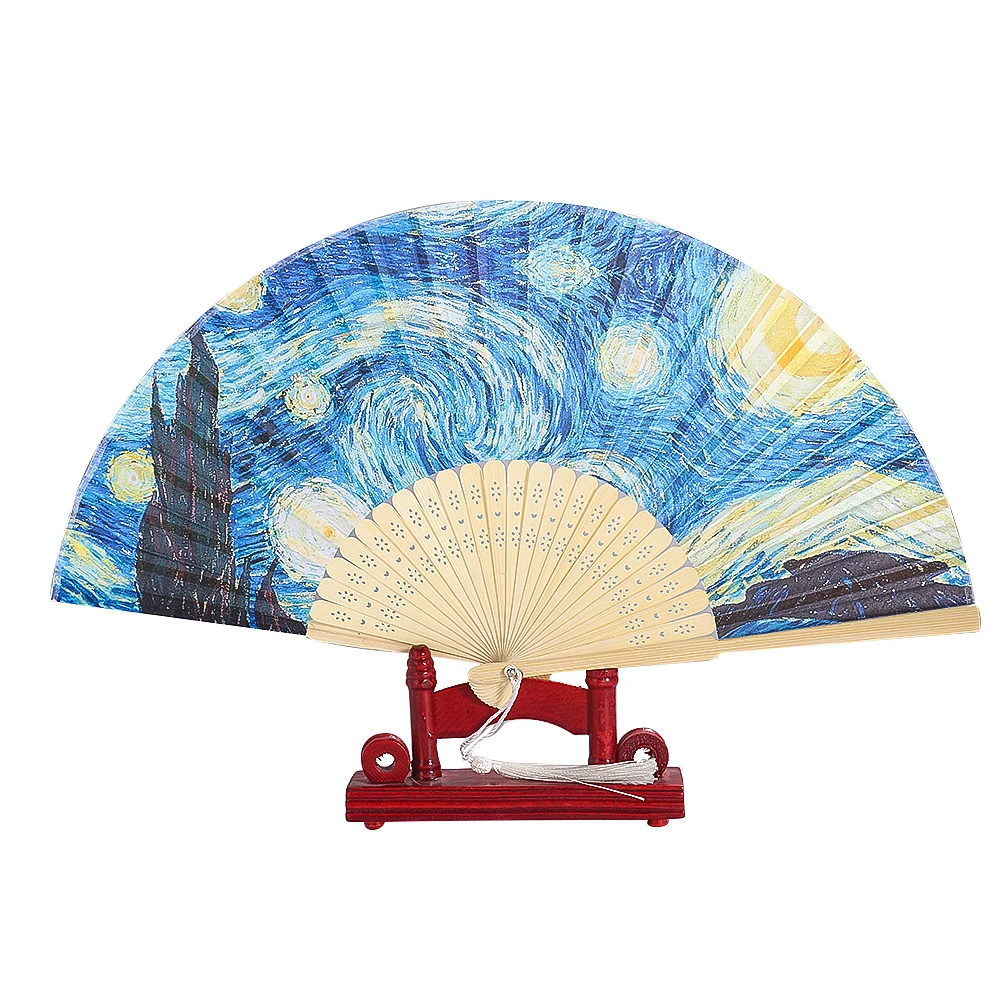 Home-Decorative-Crafts-Fans-European-Famous-Painting-Starry-Sky-Moon ...