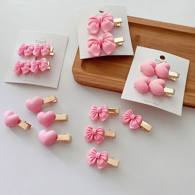2-5Pcs-Pink-Hair-Pin-for-Baby-Girl-Cute-Tie-Bow-Flower-Heart-Baby-Girl ...