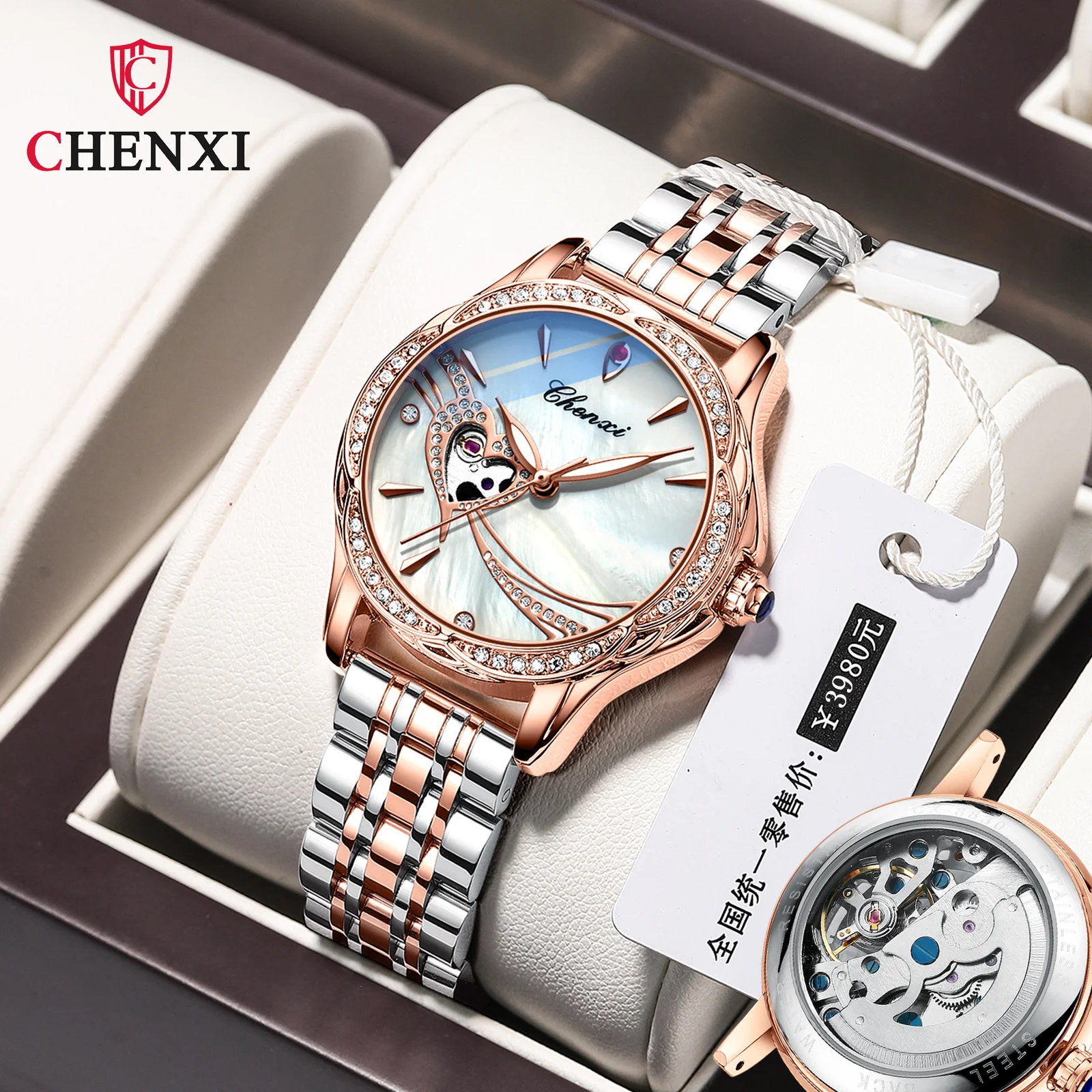 CHENXI-8837-2022-Neue-Frauen-Luminous-Wasserdicht-Voll-Automatische-Mode-Diamant-Intarsien ...