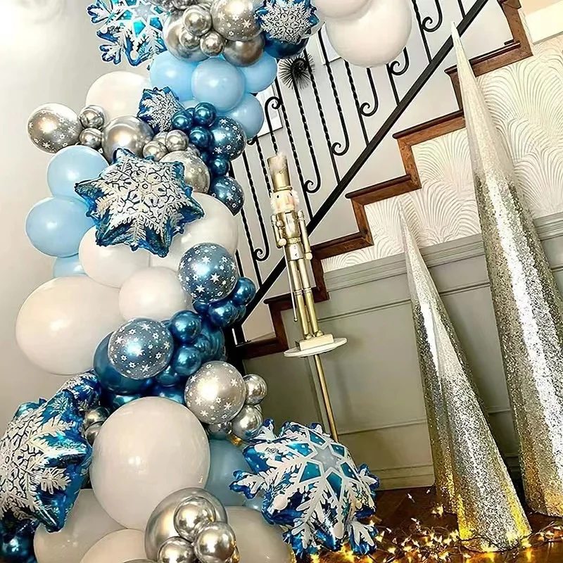 1-Set-Of-Mixed-Snowflake-Foil-Balloons-Ice-Blue-Number-Balloons-Einter ...